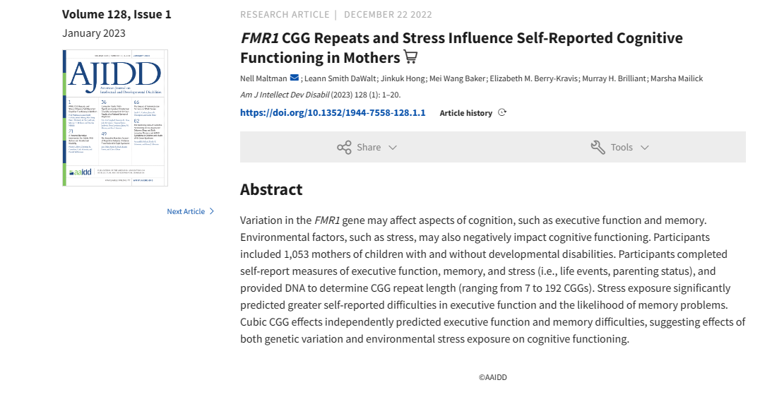 Fragile X Premutation Resources